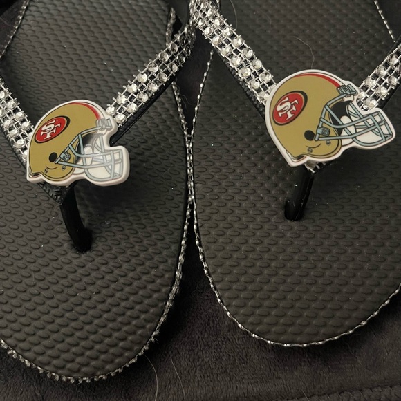 Shoes | Football Team Flip Flops Black | Poshmark
